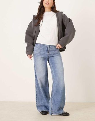 Lee Stella - Jeans in verwaschenem Mittelblau mit hohem Bund und weitem Bein