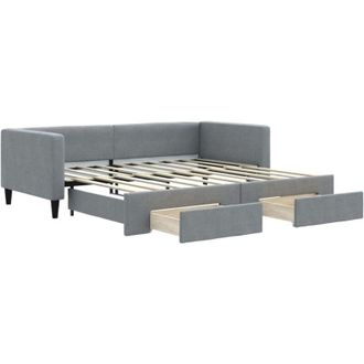 vidaXL Tagesbett Ausziehbar mit Schubladen Hellgrau 90x190 cm Stoff Vidaxl