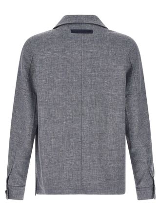 Ermenegildo Zegna Mens Blue Linen Blouse