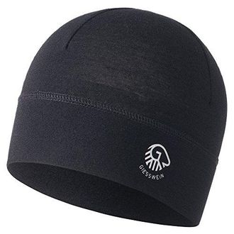 Giesswein Bonnet Gamsstein Noir One Size - Casquette de sous-v&ecirc;tement en 100% Laine m&eacute;rinos, Sports Beanie de v&eacute;lo pour Hommes et Femmes, Compatible avec Les Ca