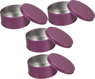 Angoily 4 St&uuml;ck Teiliges Gro&szlig;e Runde Metalldosen mit Luftdichtem Deckel Violette Blechboxen f&uuml;r Kekse S&uuml;&szlig;igkeiten und Geschenkverpackung Dekorative Aufbewahru