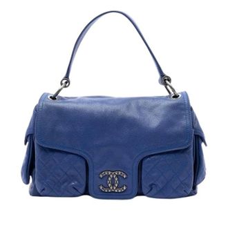 Chanel Pre-owned Sac bandouli&egrave;re vintage &agrave; rabat - Femme - Pre-owned - Bleu - Taille: ONE Size