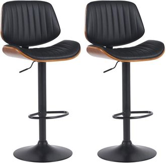 Clp 2er Set Barhocker Clawson Kunstleder walnuss/schwarz schwarz