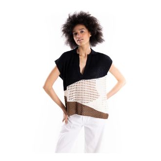 Akep Femme, Pulls, Multicolore, Taille: 40 FR Crochet Polo