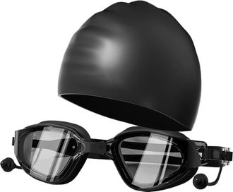Generic Schwimmbrille, wasserdicht und bequem - Anti-Beschlag-Schwimmbrille mit M&uuml;tze | f&uuml;r M&auml;nner, Frauen, M&auml;dchen, Jugendliche, Ehemann, Sohn, M&auml;dchen, Fami