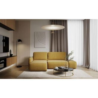 Fun M&ouml;bel Ecksofa mit Schlaffunktion Sofa LUKA in Stoff Cremona Honiggelb Ottomane Links