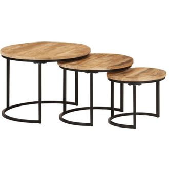 Les Tendances Tables gigognes 3 pcs bois de manguier massif brut