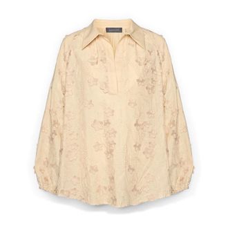 Elena Miro Baumwollvoile-Bluse mit Stickerei - - Blouses & Shirts - Damen - Beige - XL