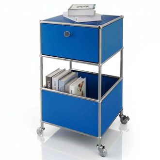 Floordirekt &Eacute;tag&egrave;re m&eacute;tal chrom&eacute; design &eacute;pur&eacute;, Concept Epur&eacute; MK-145, L40 x P40 x H69 cm, Bleu