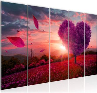 Runa Art Bild Herbst Baum Herz Wandbilder auf Vlies Leinwand 5 Teilig Wanddekoration Wohnzimmer Schlafzimmer 605856b