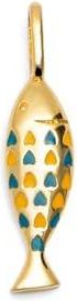 Singularu Charm Bluetail Fish. Laiton avec Plaqu&eacute; or 18 carats et &Eacute;mail. Bijoux pour Femme