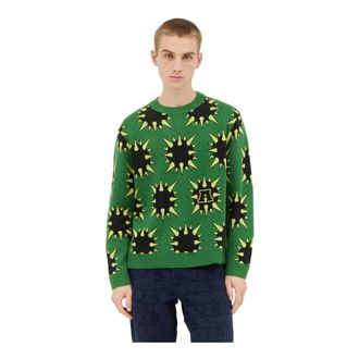 Awake NY Grafischer Spike Pullover - - Knitwear - Herren - Gr&uuml;n - L