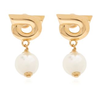 Ferragamo Femme, Accessoires, Jaune, Taille: ONE Size Newgan Logo Earrings