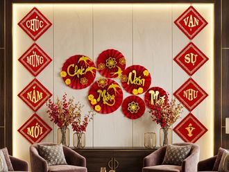 Generic Vietnamesische Mond-Neujahrsdekoration, Paare, rote h&auml;ngende Paare f&uuml;r Neujahrsdekorationen, vietnamesische TET-Neujahrsdekorationen, Lien Treo Trang 