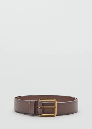 Mango Ceinture boucle carr&eacute;e marron moyen - Homme - 100 - MANGO MAN