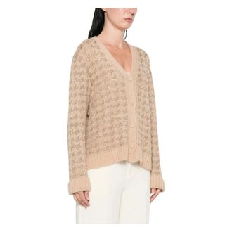 Twinset Cardigan en maille jacquard pied-de-poule - Femme - Pulls - Beige - Taille: 40 FR