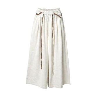 Generic Printemps &eacute;t&eacute; Arts Style Femmes Taille &eacute;lastique Loose Casual Pantalon Coton Lin Vintage Noir Jambe Large Pantalon, beige, Taille unique plus