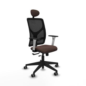 Piqueras y Crespo Ergonomischer Stuhl mit hoher R&uuml;ckenlehne, mit wei&szlig;en und schwarzen Armlehnen, h&ouml;henverstellbare Lendenwirbelst&uuml;tze und festes Kopfteil, ausgestattet 