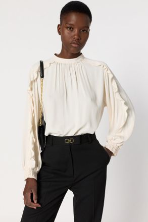 Gerard Darel Blouse fluide &agrave; volants - ANAIS - Beige ros&eacute;