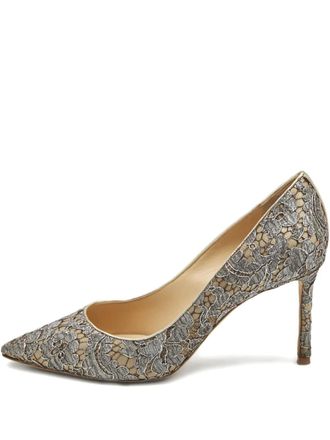 Jimmy Choo London escarpins Romy &agrave; fleurs - Gris
