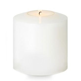 Edzard Dauerkerze Cornelius Doppel Pine, wei&szlig;, Durchmesser 8 cm, Teelichthalter, hitzebest&auml;ndig bis 90&deg; (H&ouml;he 9 cm)