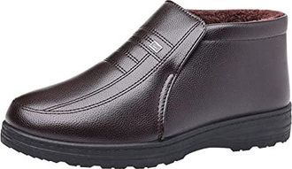 Generic Bottes dhiver en cuir pour homme avec doublure en polaire chaude et bout rond - Chaussures habill&eacute;es &agrave; fond plat - Chaussures formelles confortables p