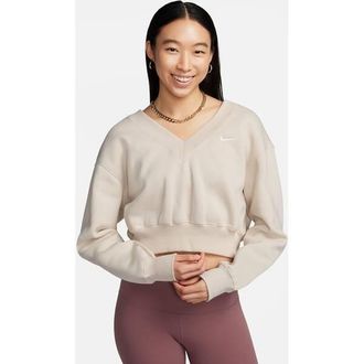 Nike Damen Shirt W NSW PHNX FLC CROP VNECK