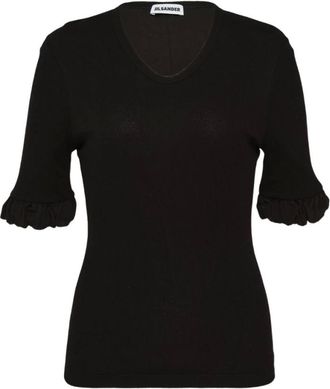 Jil Sander Femme, Pulls, Noir, Taille: 46 FR Haut en maille &agrave; col en V
