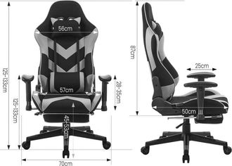 Woltu Racing Stuhl Gaming Stuhl Bürostuhl Schreibtischstuhl Sportsitz mit Kopfstütze und Lendenkissen, Armlehne verstellbar, mit Fußstütze, Stoffbezug