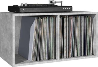 Generic LP-Aufbewahrungsbox, Freistehender Organizer mit Zwei F&auml;chern, Schallplatten-Organizer aus Holzwerkstoff f&uuml;r Wohnzimmer und Heimb&uuml;ro-Dekoration (Beton