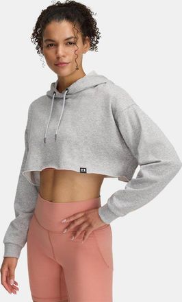 Under Armour Icon Terry Crop Hoodie für Damen Mod Grau / Weiß XL