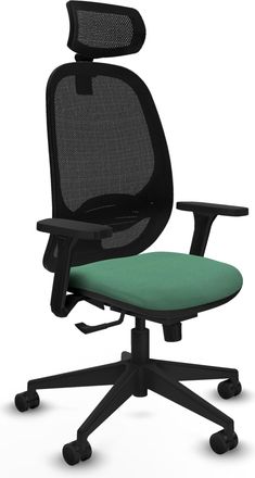 Piqueras y Crespo B&uuml;rostuhl, zylindrisch, mit 3D-Armlehnen, h&ouml;henverstellbarer Lendenwirbelst&uuml;tze und h&ouml;henverstellbarem Kopfteil, 3-fach verstellbar, Schwarz / Smaragd