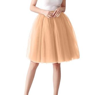 Generic Jupe en tulle pour femme - L&eacute;g&egrave;rement opaque - Avec taille haute &eacute;lastique - &Eacute;l&eacute;gante - Couleur unie - Jupe midi rockabilly - Jupe midi - Pour carnava