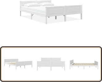vidaXL Massivholzbett Kiefer Weiß 160x200 cm - Massivholzbette - Kiefernbett - Weißes Bett - Doppelbett - Bettrahmen