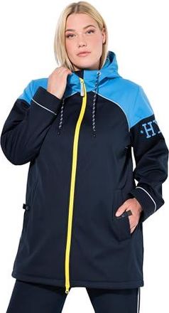 Ulla Popken Femme Grandes Tailles Veste Longue Softshell, Tissu déperlant, Fermeture à glissière à Double Sens Marine 50+ 835228740-50+