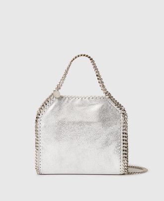 Stella McCartney Falabella Mini Metallic Tote Bag, Woman, SILVER
