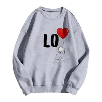 Generic Sweat-shirt &agrave; col rond pour femme - Pull de Saint-Valentin - Sweatshirt pour femmes et hommes - Amusant - Impression damour - Pull pour couples - Manc