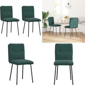 vidaXL Esszimmerstühle 2 Stk. Dunkelgrün Samt - Vidaxl