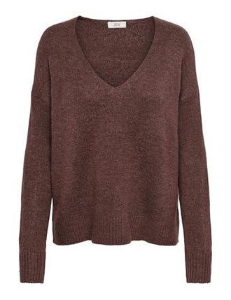 Jacqueline de Yong JdY Jdyelanora Neck Pullo Pull elanora L/S à col en V. KNT Noos, Cherry Acajou, M Femme
