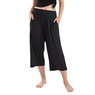 Generic Pantalon de jogging pour femme - Pantalon de surv&ecirc;tement noir &agrave; jambe large - Pantalon noir extra long pour femme - Pantalon &agrave; volants - Costume de pe