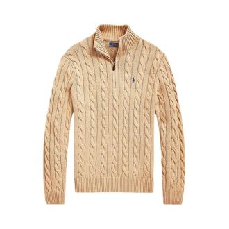 Polo Ralph Lauren Kabelstrick-Pullover mit halbem Rei&szlig;verschluss - - Sweatshirts & Hoodies - Herren - Beige - M