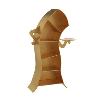 Generic S-förmiges geometrisches Bücherregal, Gebogener Ausstellungsständer aus Kohlenstoffstahl mit großer Kapazität, Freistehender Nachttisch, 2-in-1-Bücher