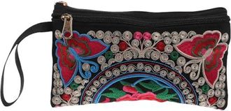 BESPORTBLE Pochette brod&eacute;e pour femme, sac &agrave; main vintage de style ethnique, sac de soir&eacute;e brod&eacute; avec fermeture &eacute;clair, porte-monnaie