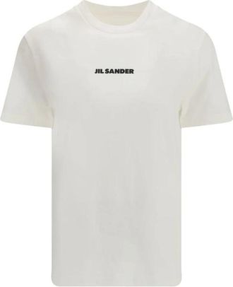 Jil Sander Femme, Tops, Beige, Taille: 36 FR T-shirt en coton &agrave; col rond