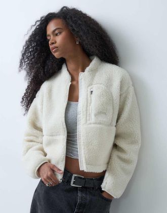 The North Face W Extreme Pile 2 FZ Jacke in White Dune-Wei&szlig;