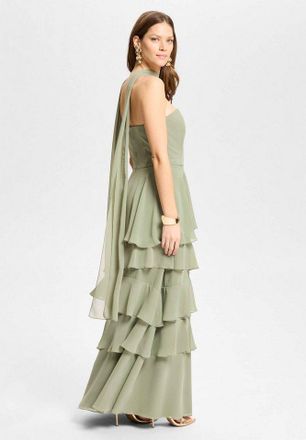 Swing Abendkleid - Abendkleid aus Chiffon mit Volants Taillierter Schnitt mit flie&szlig;endem Rockteil