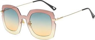 Generic Lunettes de soleil surdimensionnées pour femme avec cadre de défilé - UV400, Lentille jaune verte C5, Taille unique