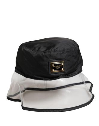 Dolce & Gabbana Men Black Plastic Fisherman Bucket Capello Hat Polyester