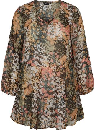 Zizzi Damen MARLEY Bluse, Mehrfarbig (Mix Flower AOP 9997), 42 (Herstellergr&ouml;&szlig;e: S (42/44))