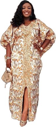 Hawaiian Dreams Afrikanisches Bubu-Kleid mit Pailletten f&uuml;r Damen, Schlitz vorne, stilvoll, &Uuml;bergr&ouml;&szlig;e, Einheitsgr&ouml;&szlig;e